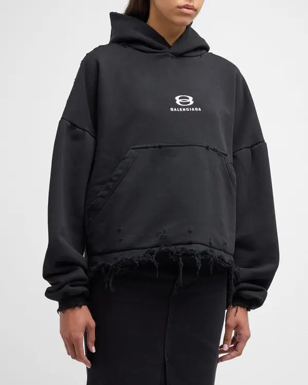 Balenciaga Distressed Unity Sports Icon Crop Hoodie - 1569